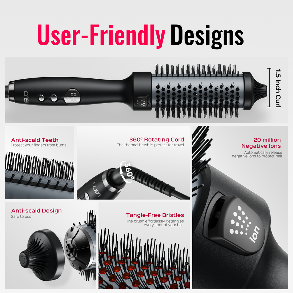 LENA F9 All-in-1 Hot Air Brush , Anti-Tangle Bristles, Fast Styling ...